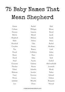75 Baby Names That Mean Shepherd - Creative Nomenclature