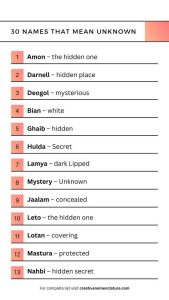 30 Creative Names That Mean Unknown or Mysterious