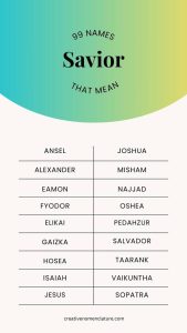 99 Popular Names That Mean Savior - Creative Nomenclature